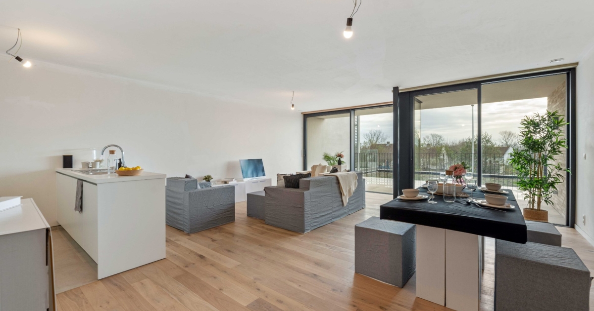 Stijlvol en energiezuinig nieuwbouwappartement met 2 slaapkamers te huur aan de rand van Veurne ...